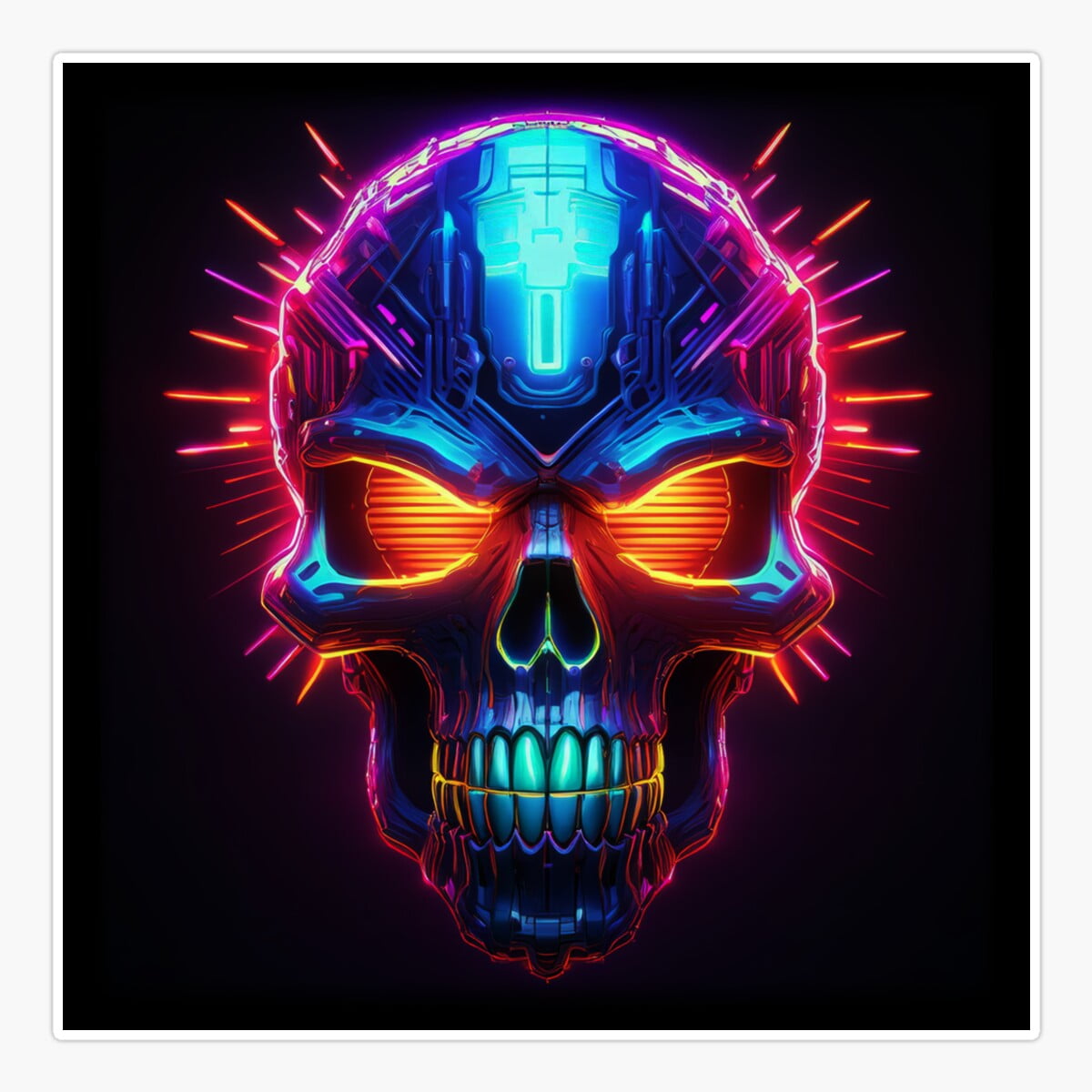 Maneki Glitch Reaper – Neon Skull Matrix Er, Phone Decal Water Bottle ...