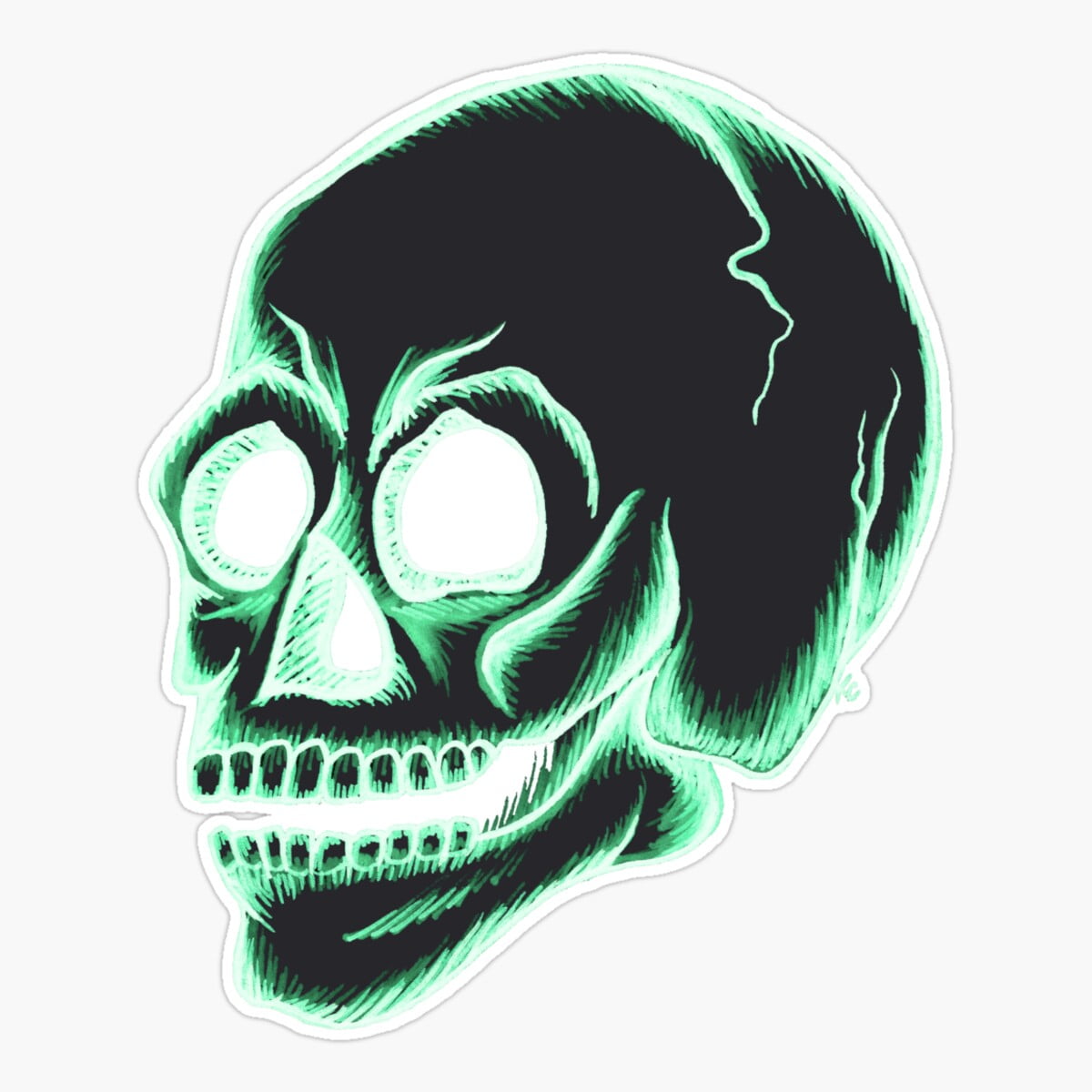 Maneki Glowing Retro Skull Er, Phone Decal Water Bottle Stickers Car ...