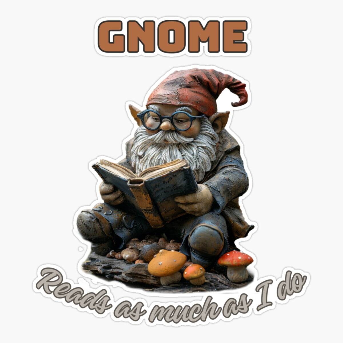 Maneki Gnome Reads As Much As I Do. Sticker, Phone Decal Water Bottle ...