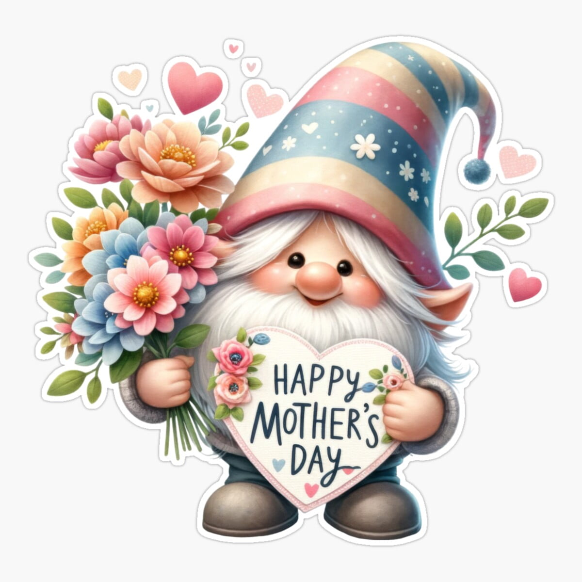 Maneki Gnome With Happy Mother'S Day Heart Sign Er, Phone Decal Water ...