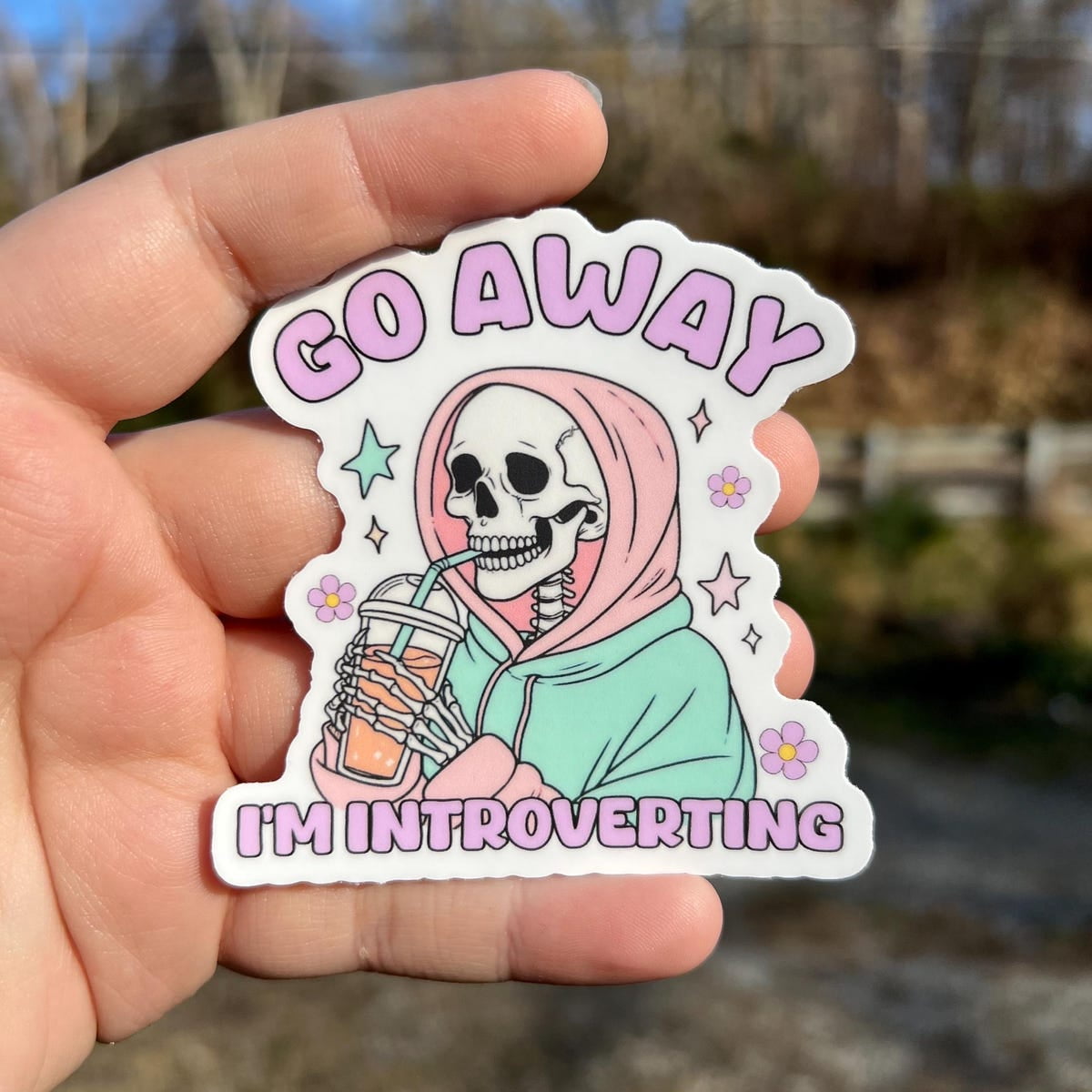 Maneki Go Away I’M Introverting Sticker, Sticker Gift For Introverts, Introvert Sticker For ...