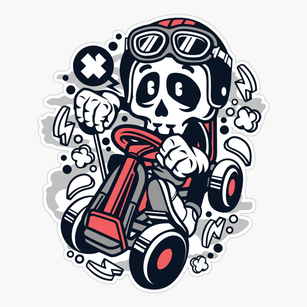 Maneki Go Kart Skull Racer Cartoon Character - Lovers O Gokarts, Eel ...