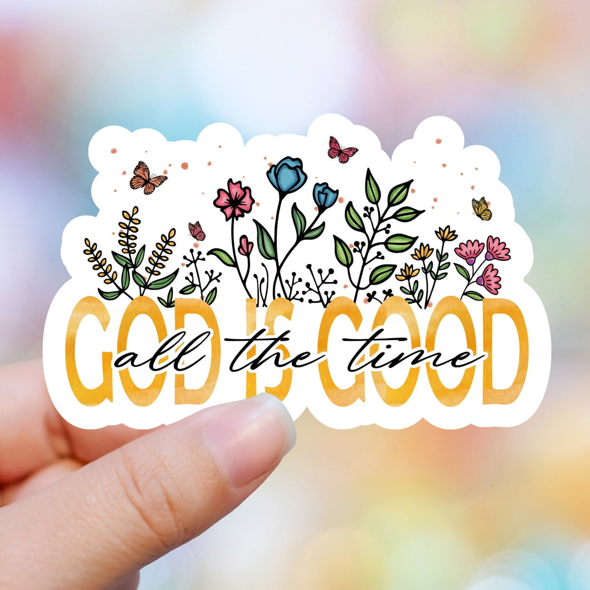 Maneki God Is Good Sticker, Easter Gift For Her, Floral Faith Decal ...