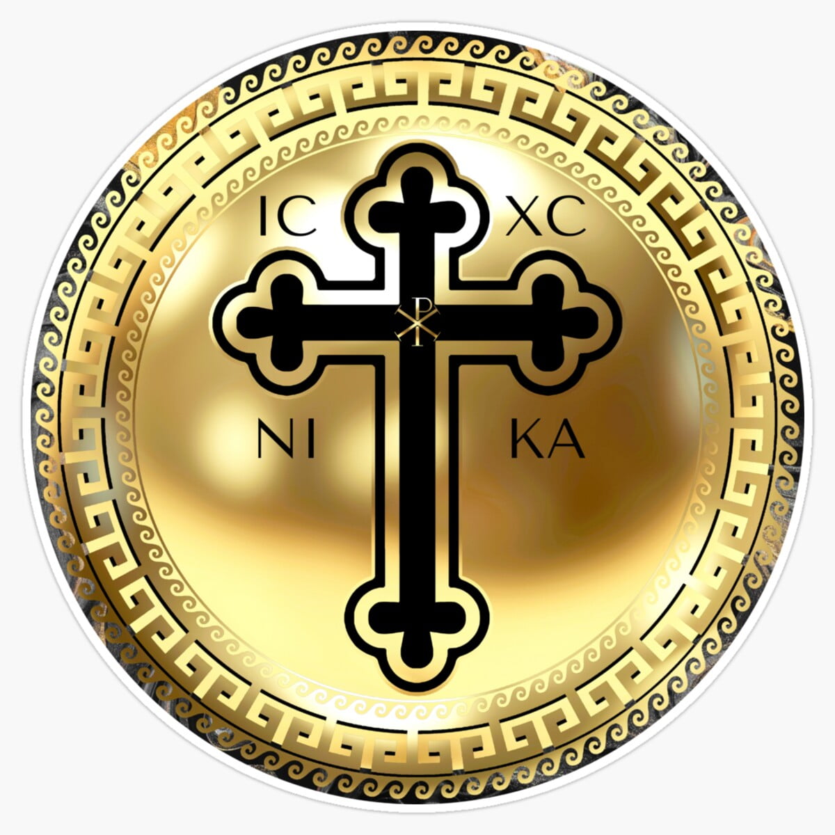 Maneki Gold Black Greek Orthodox Cross Er, Phone Decal Water Bottle ...