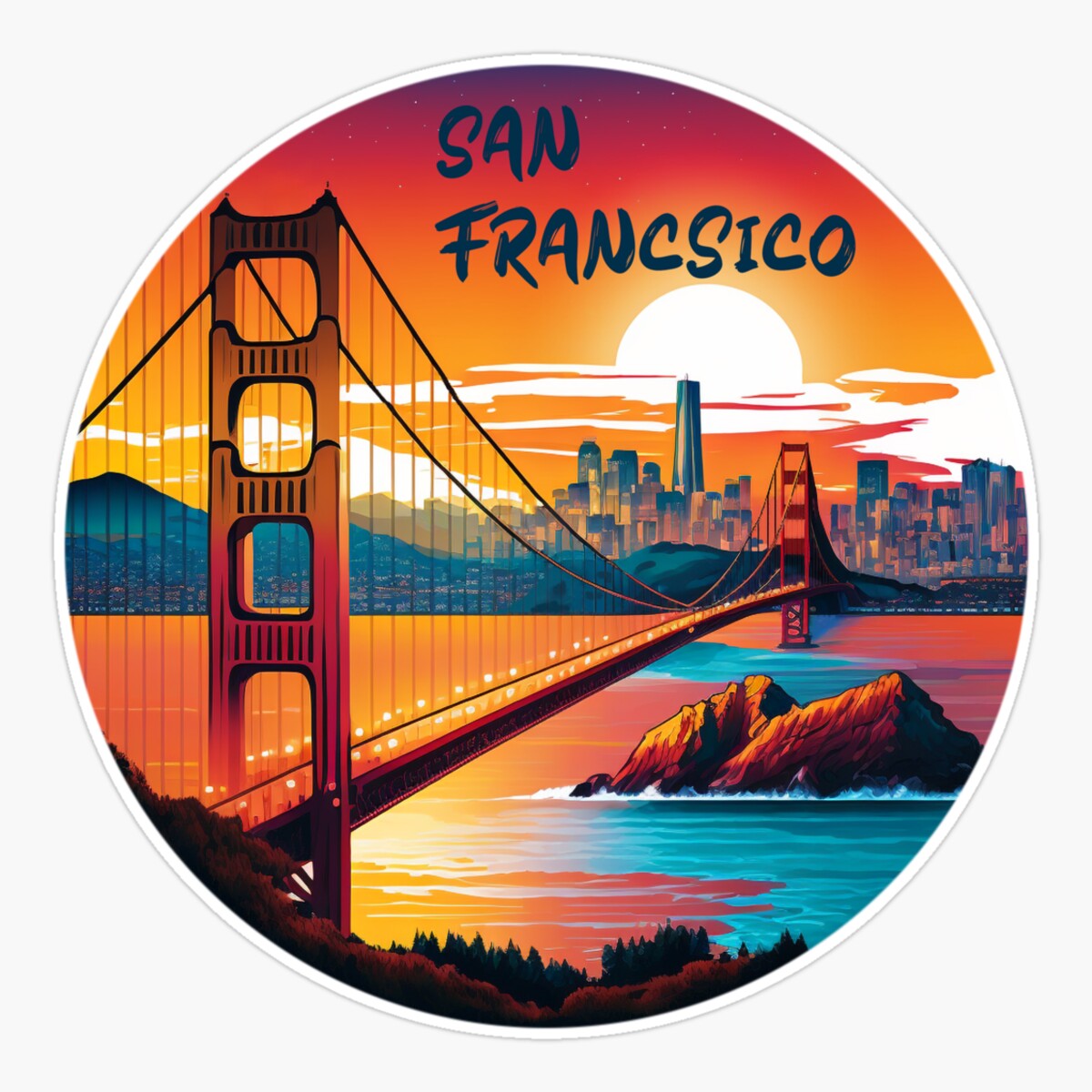 Maneki Golden Gate Bridge In San Francisco - California Sticker, Phone ...