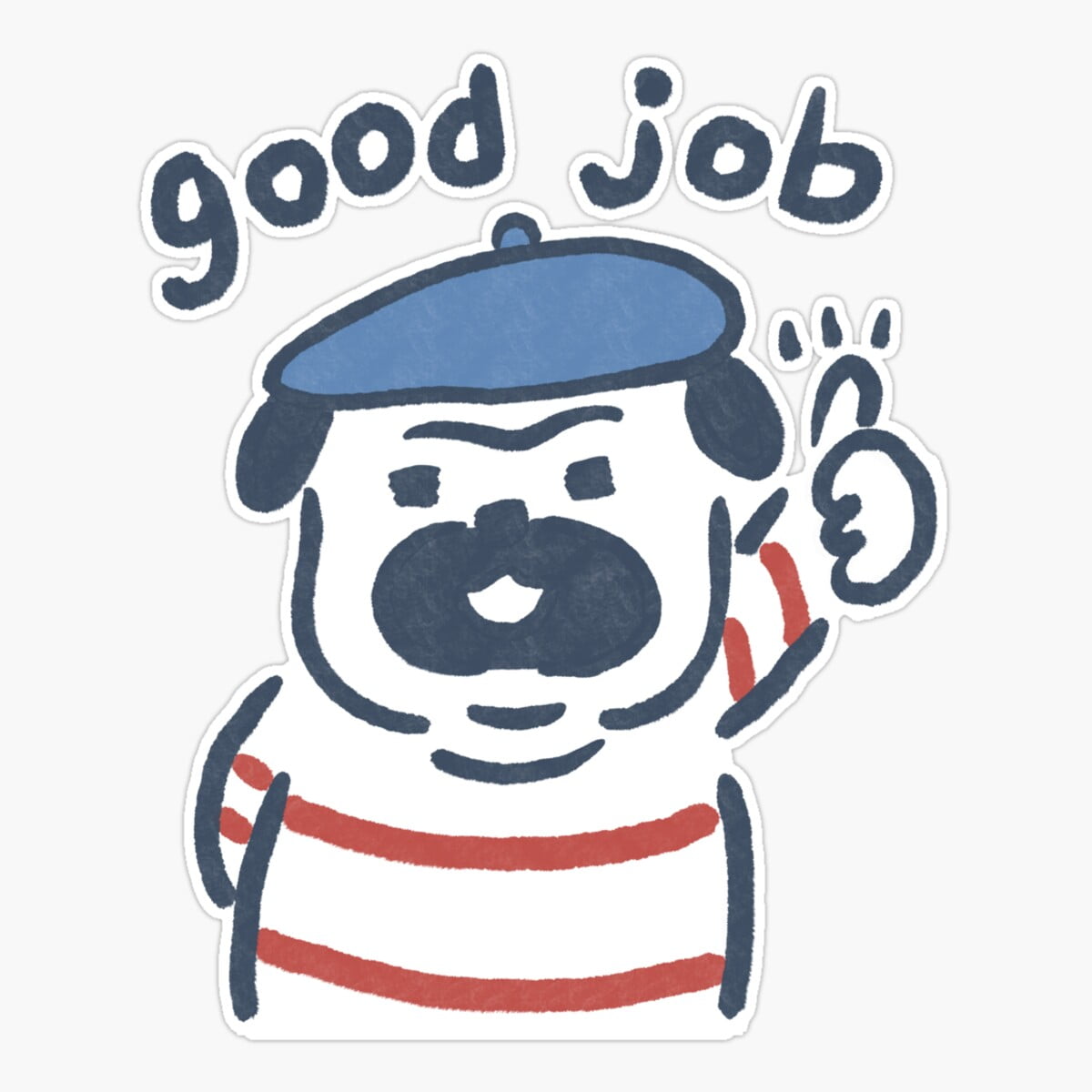 Maneki Good Job And Cartoon Pug Sticker, Phone Decal Water Bottle ...