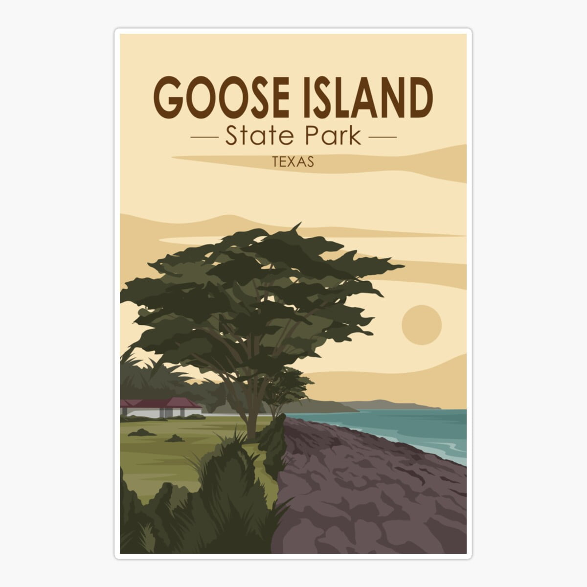 Maneki Goose Island State Park Texas Vintage Sticker, Phone Decal Water ...