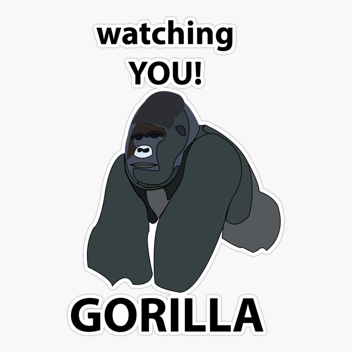 Maneki Gorilla Watching You Funny Gorilla Er, Phone Decal Water Bottle ...