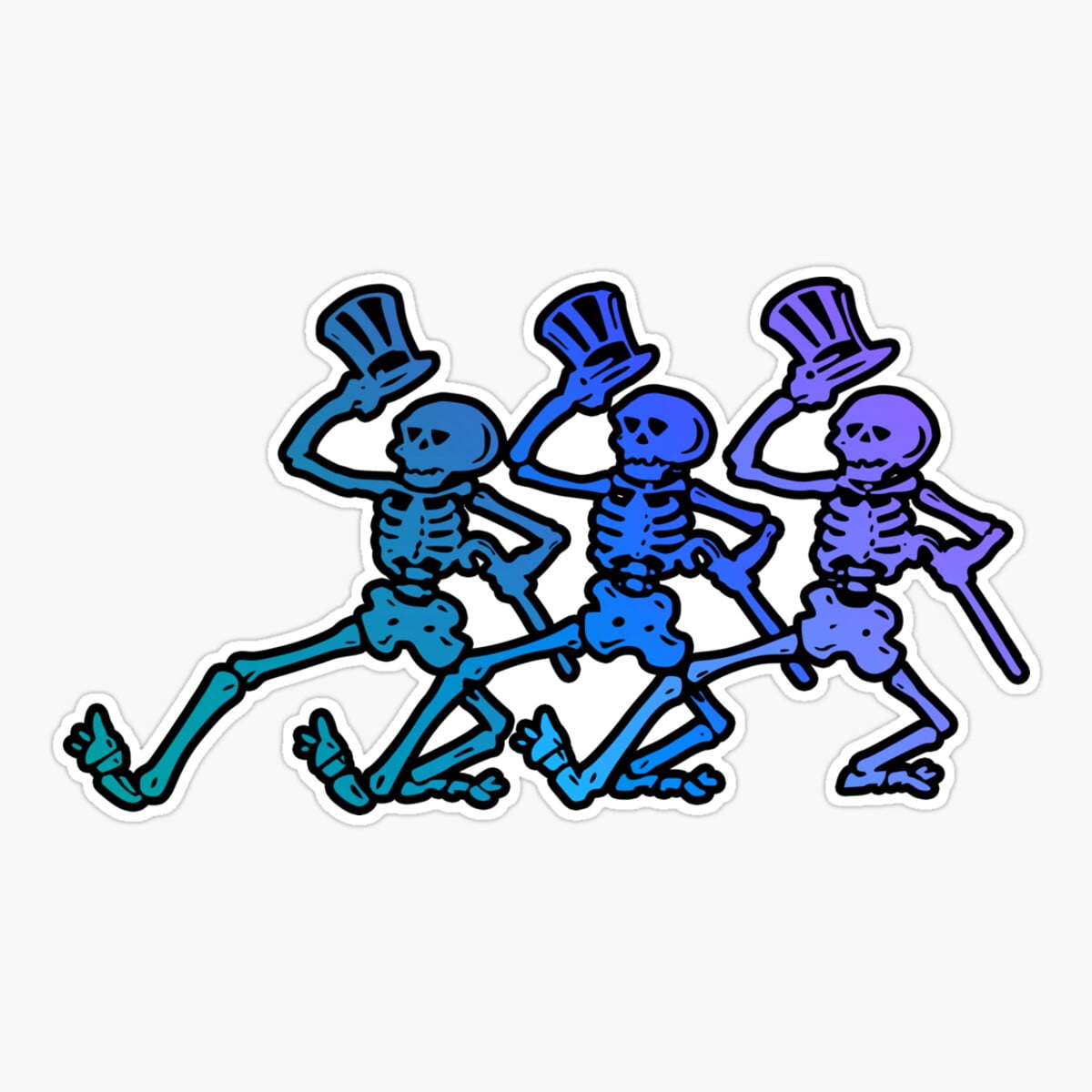 Maneki Grateul Dead Dancing Skeletons Blue Gradient Er, Phone Decal ...