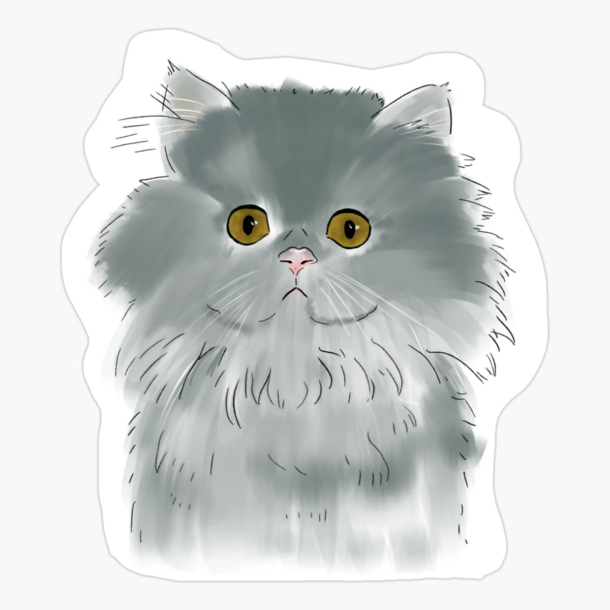 Maneki Gray Persian Cat Sticker, Phone Decal Water Bottle Stickers Car ...