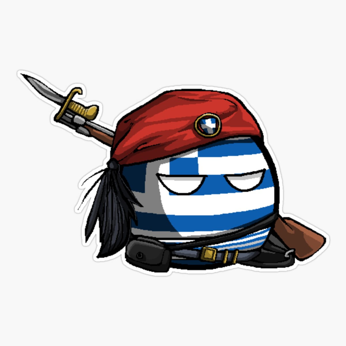 Maneki Greeceball (Countryball) Sticker, Phone Decal Water Bottle ...