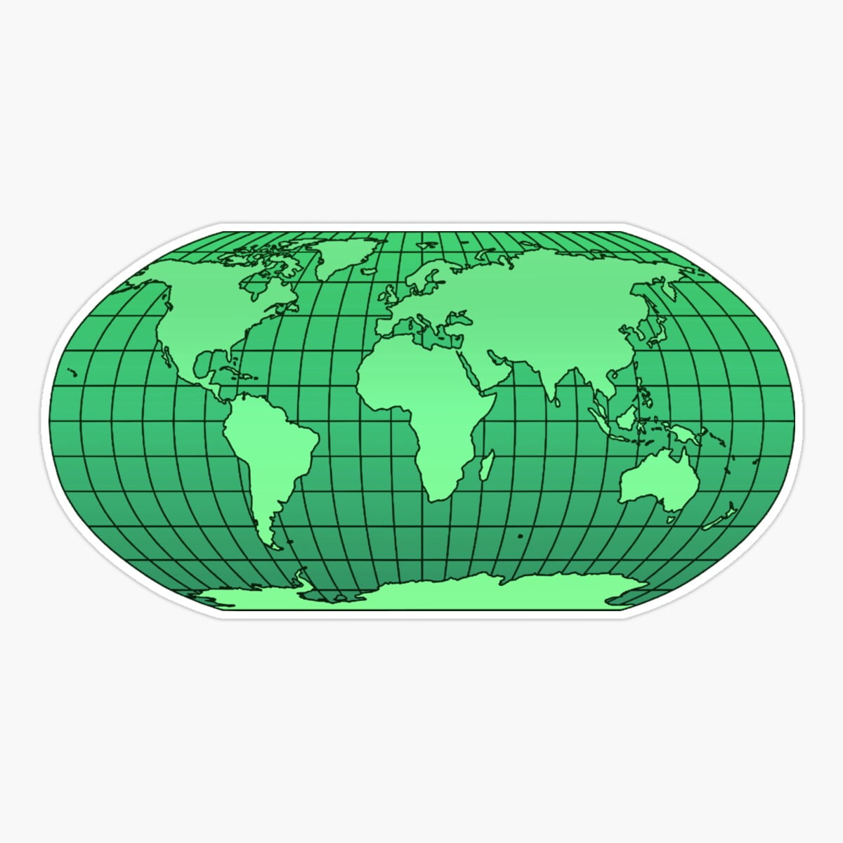 Maneki Green Emerald World Map Sticker, Phone Decal Water Bottle ...