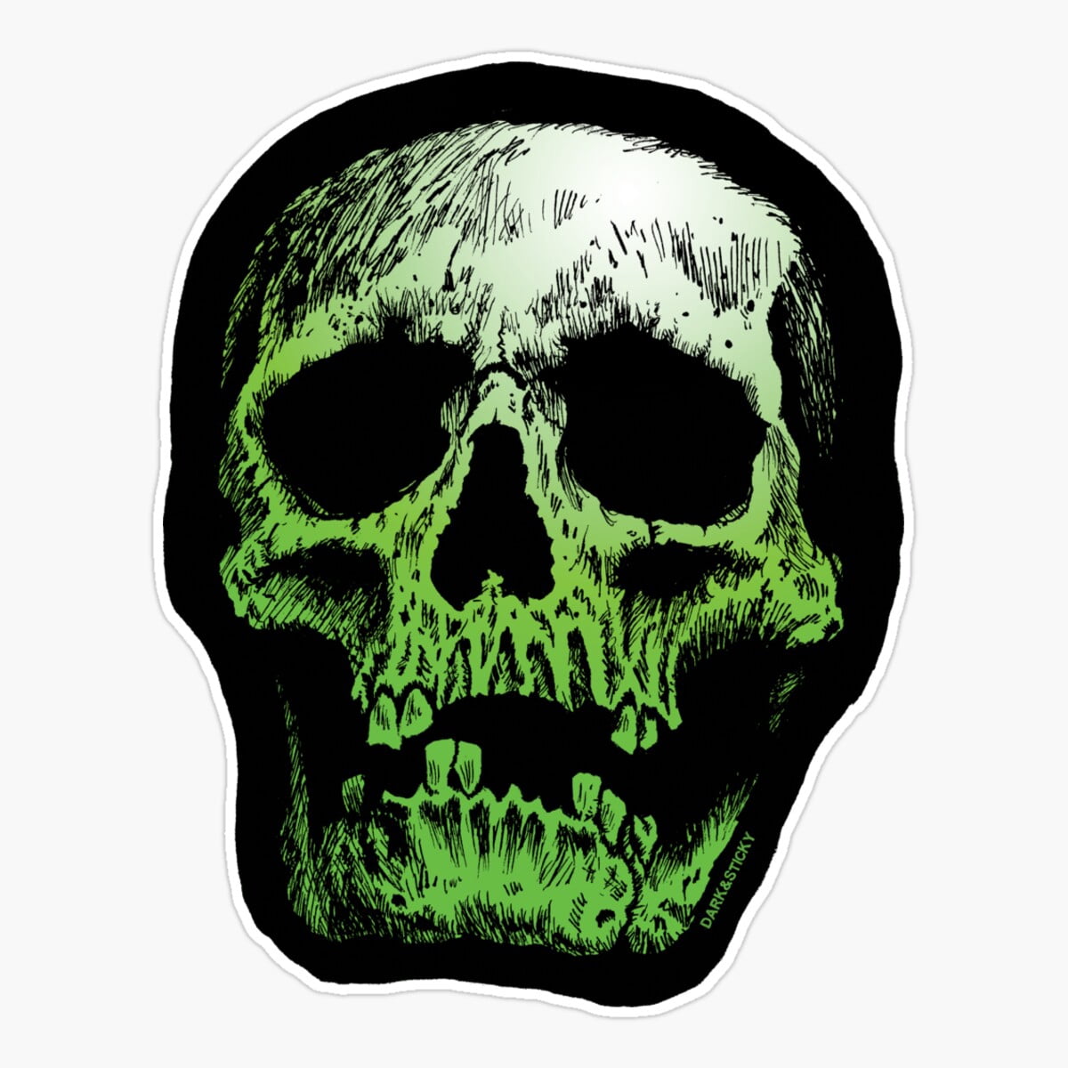 Maneki Green Skull - Horror - Goth- Kvlt Er, Phone Decal Water Bottle ...