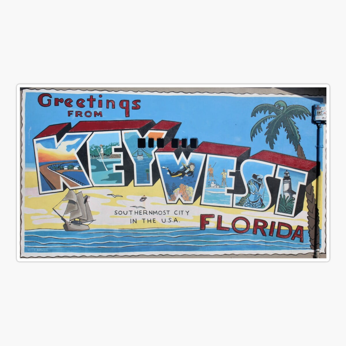 Maneki Greetings Rom Key West Mural Sticker, Phone Decal Water Bottle ...