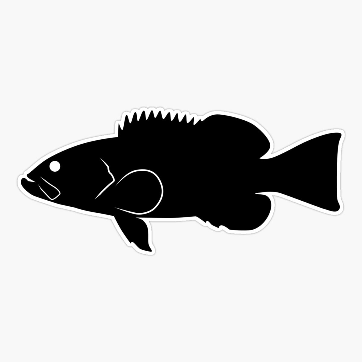 Maneki Grouper Ish Silhouette (Black) Er, Phone Decal Water Bottle ...