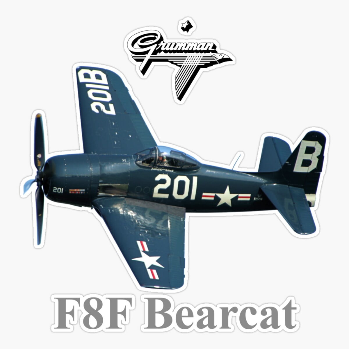 Maneki Grumman F8F Bearcat Er, Phone Decal Water Bottle Stickers Car ...