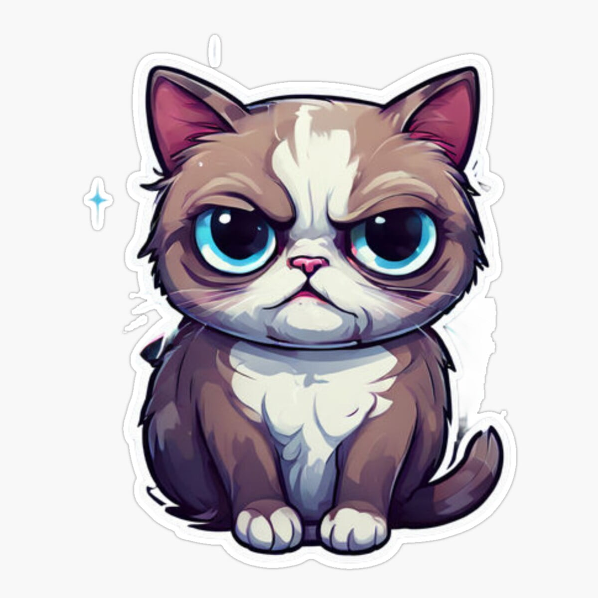 Maneki Grumpy Cat Art Sticker, Phone Decal Water Bottle Stickers Car ...