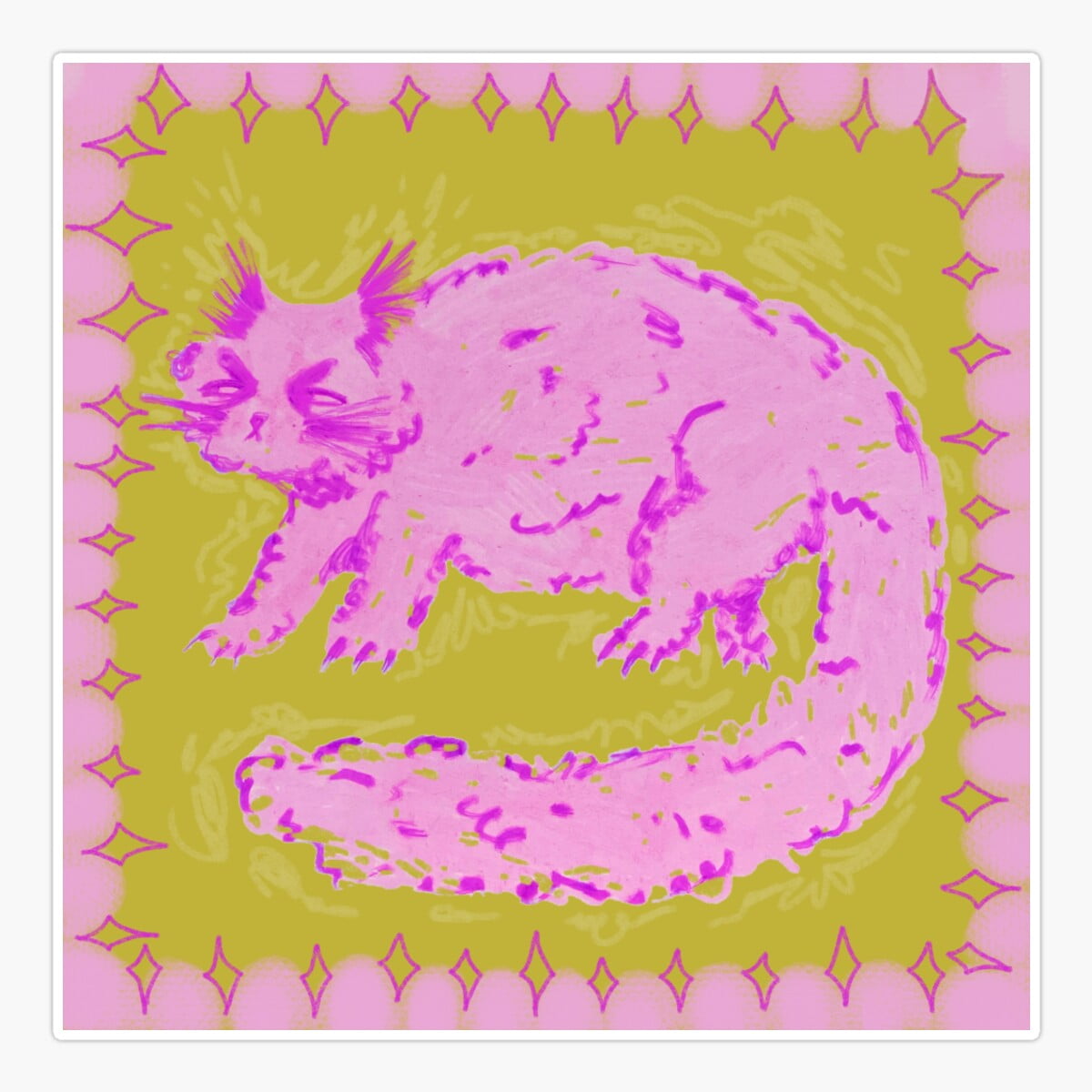 Maneki Grumpy Kitty Sticker, Phone Decal Water Bottle Stickers Car ...