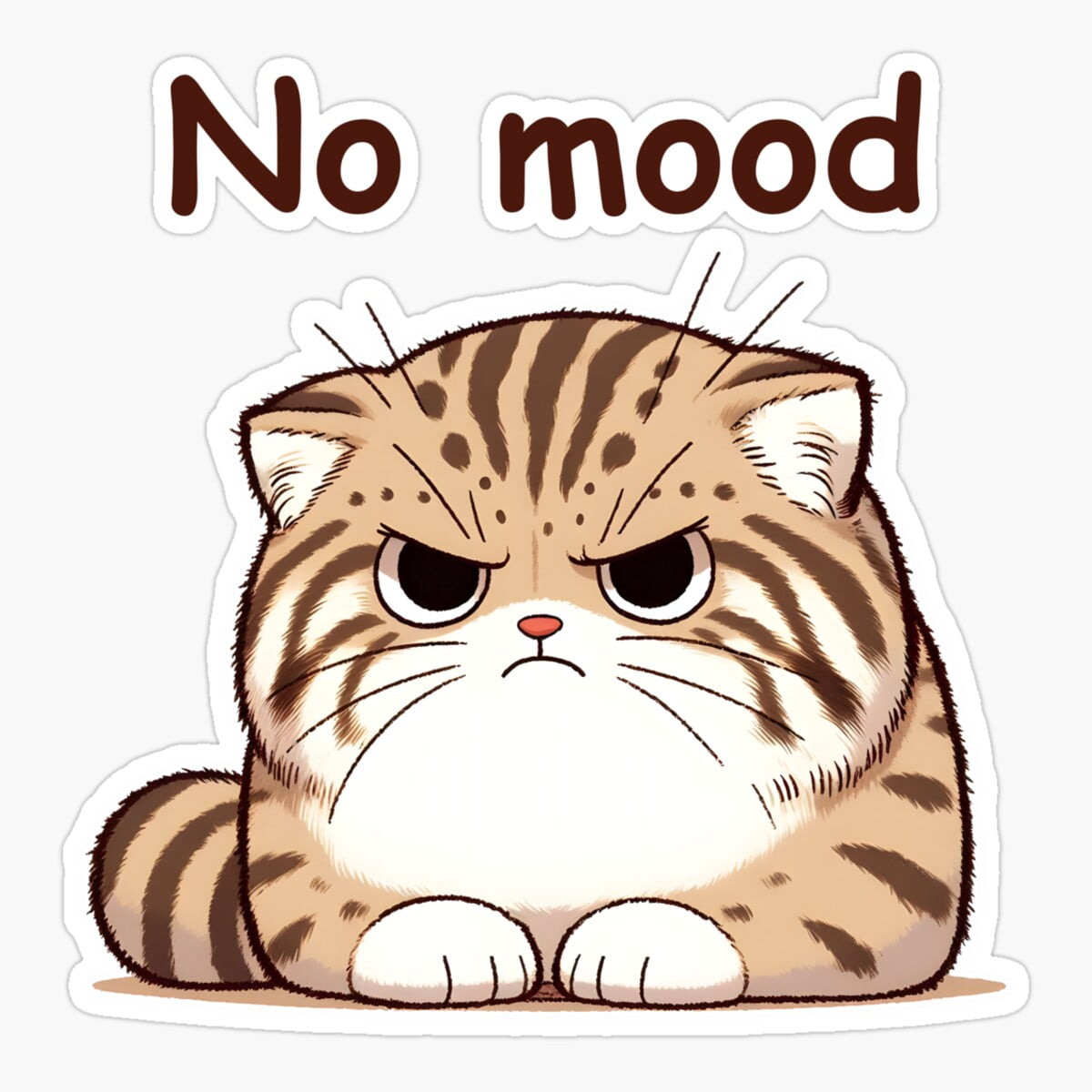 Maneki Grumpy Luy Manul - No Mood Sticker, Phone Decal Water Bottle ...