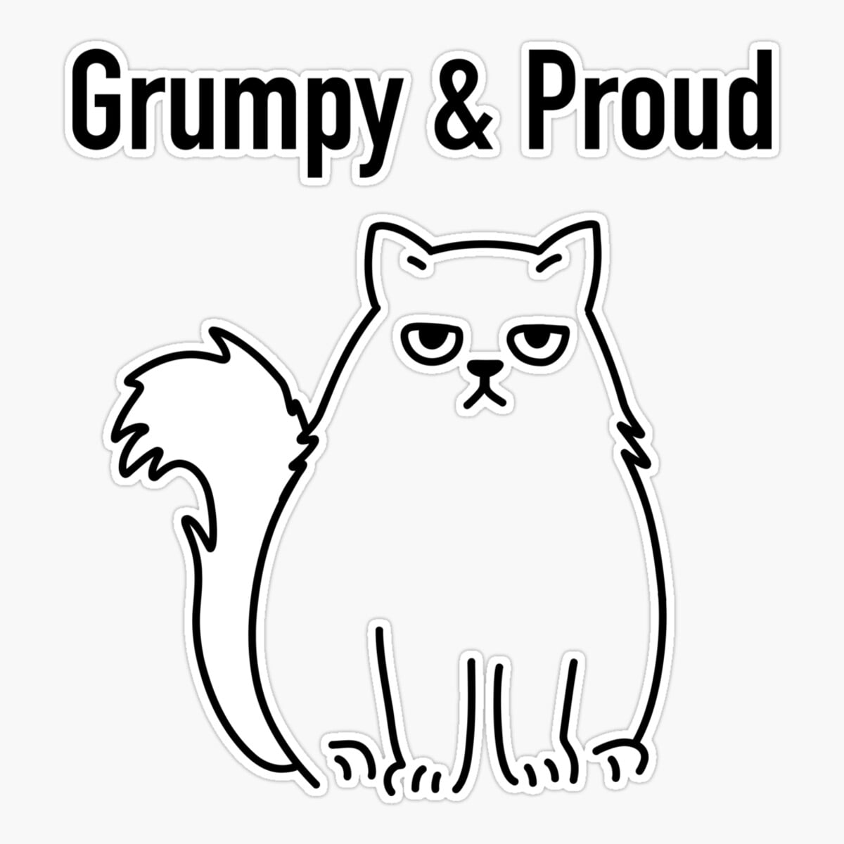 Maneki Grumpy & Proud Cat Design Sticker, Phone Decal Water Bottle ...