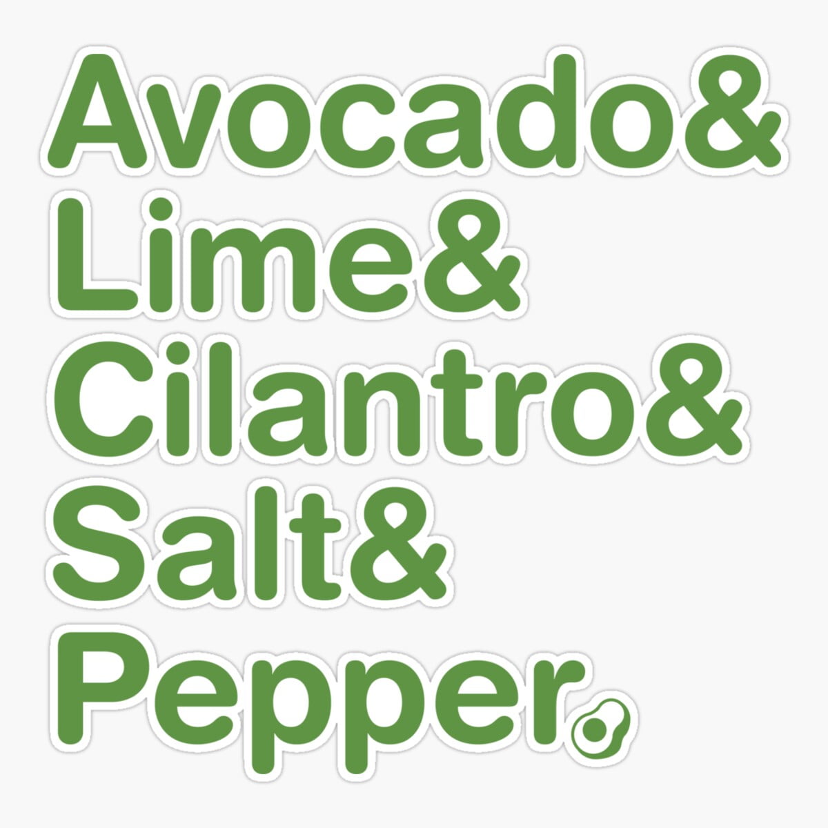 Maneki Guacamole Ingredients Recipe Sticker, Phone Decal Water Bottle ...