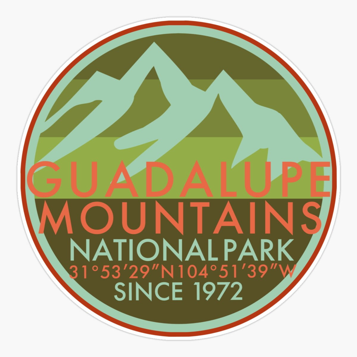 Maneki Guadalupe Mountains Np Circle Sticker, Phone Decal Water Bottle ...