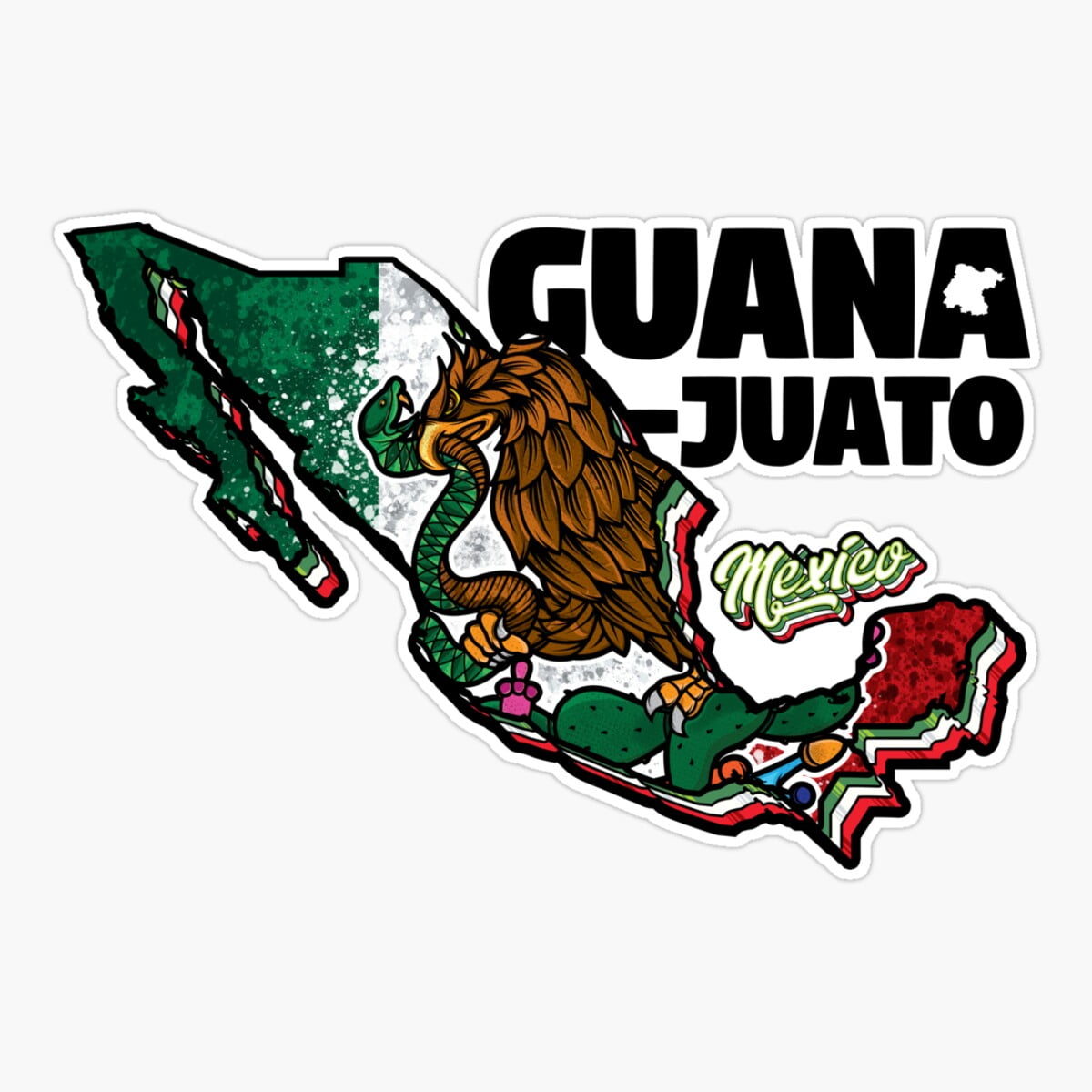 Maneki Guanajuato, Map O Mexico Sticker, Phone Decal Water Bottle ...