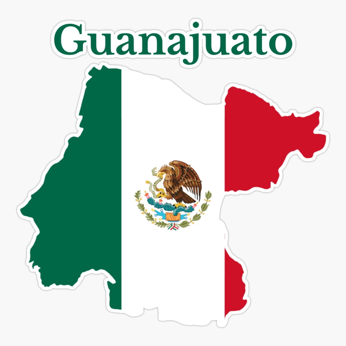 Maneki Guanajuato State Map, Mexico Sticker, Phone Decal Water Bottle ...