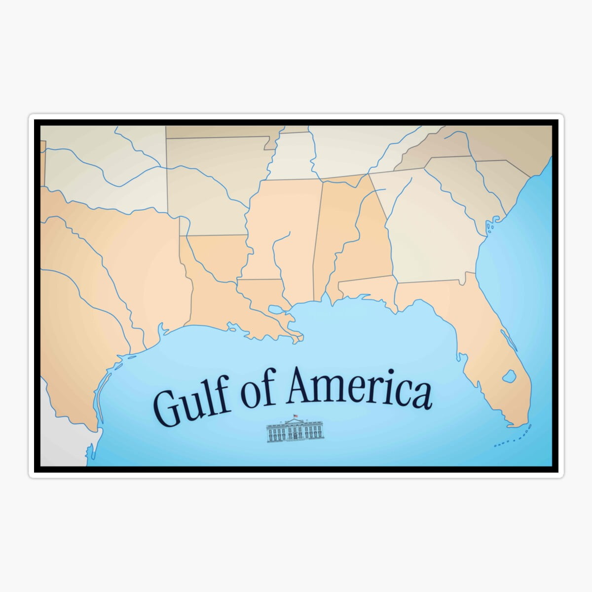 Maneki Gul O America Map Illustration Sticker, Phone Decal Water Bottle ...