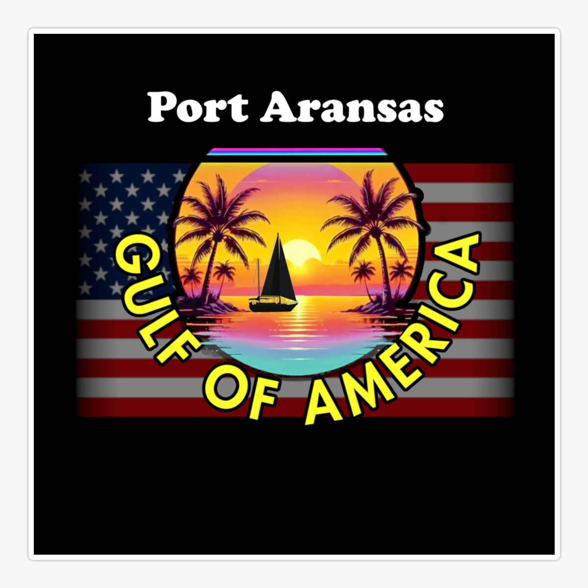 Maneki Gul O America -- Port Aransas Sticker, Phone Decal Water Bottle ...