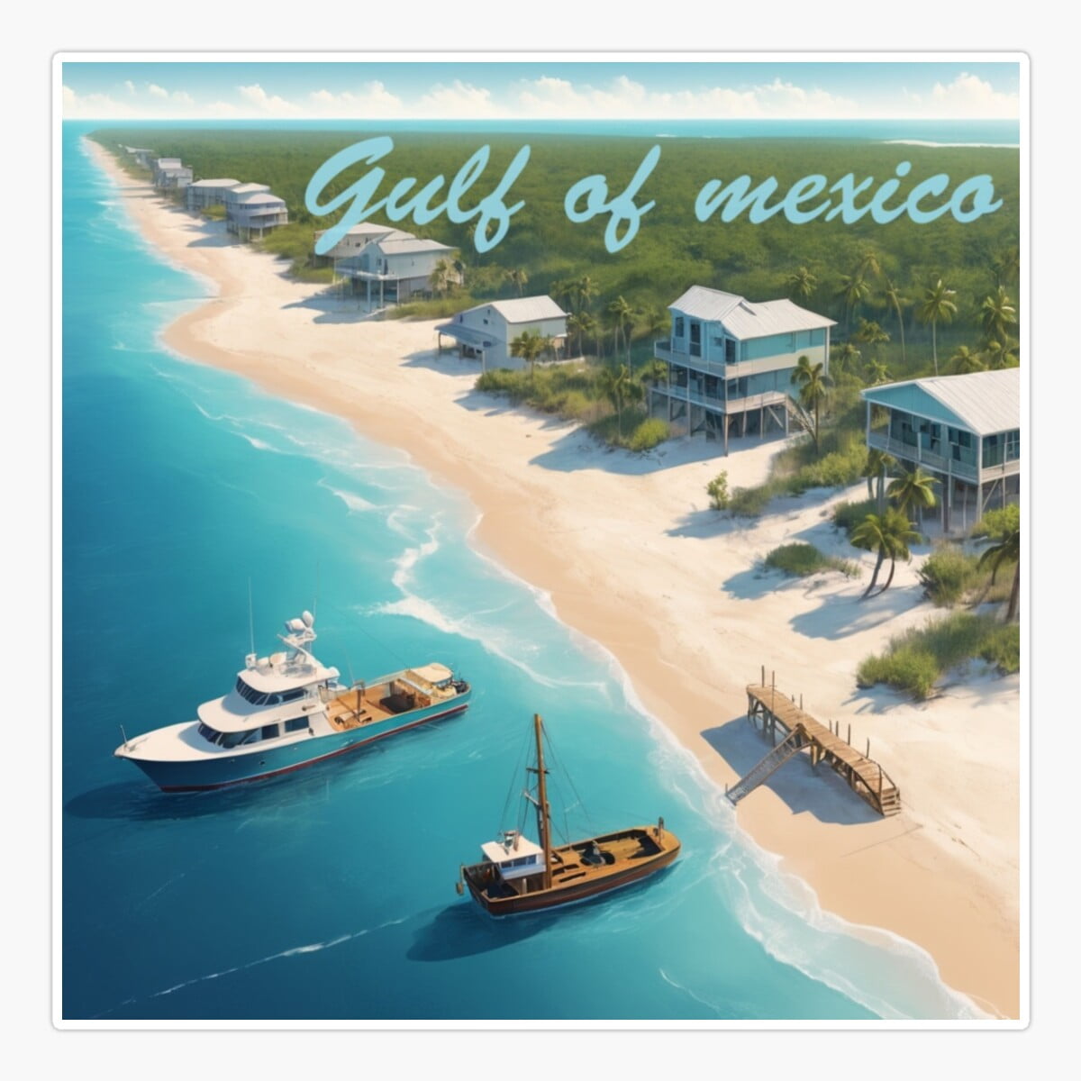 Maneki Gul O Mexico Beach Paradise – Coastal Retreat Art Sticker, Phone ...