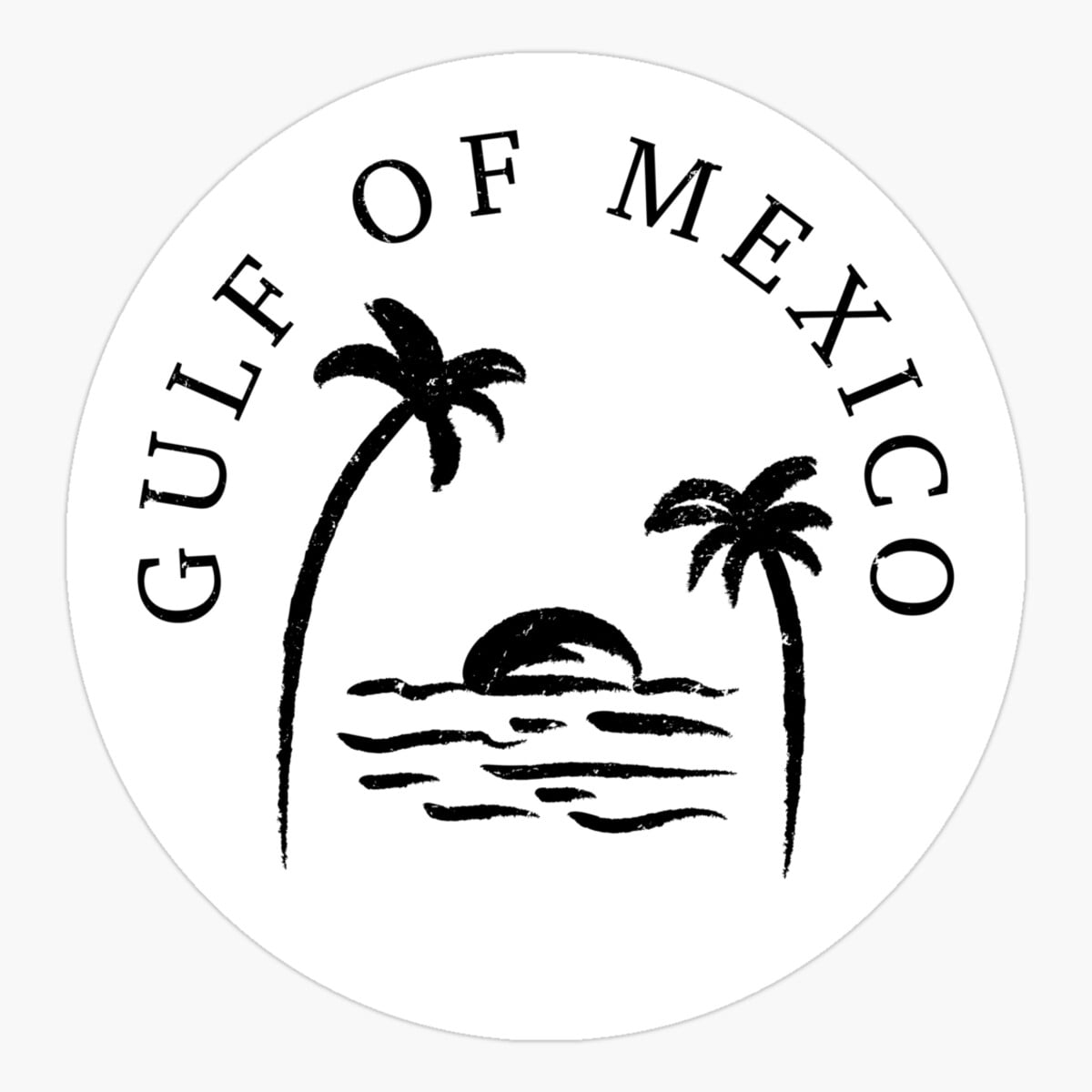Maneki Gul O Mexico Unny Holiday Vintage Palm Trees Sun Waves Sticker ...