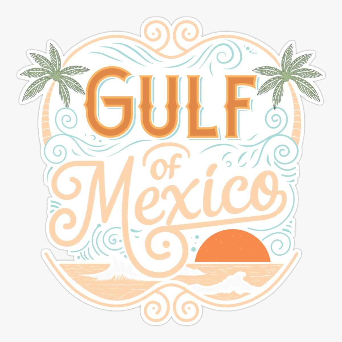 Maneki Gul O Mexico Vintage Beach Sunset Sticker, Phone Decal Water ...