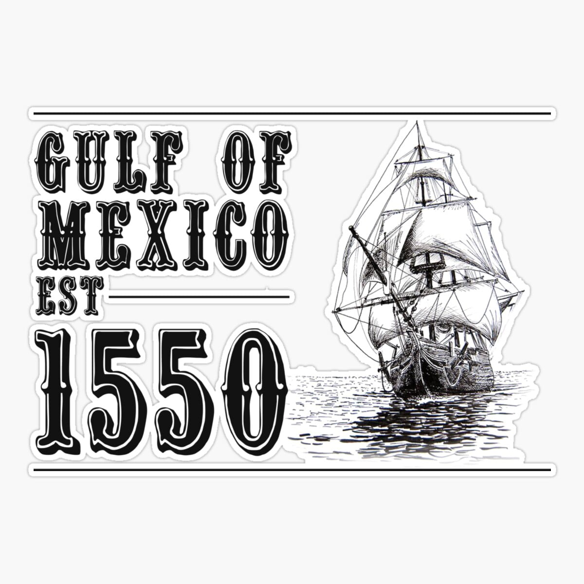Maneki Gul O Mexico Vintage Sailing Ship - 1550 Sticker, Phone Decal ...