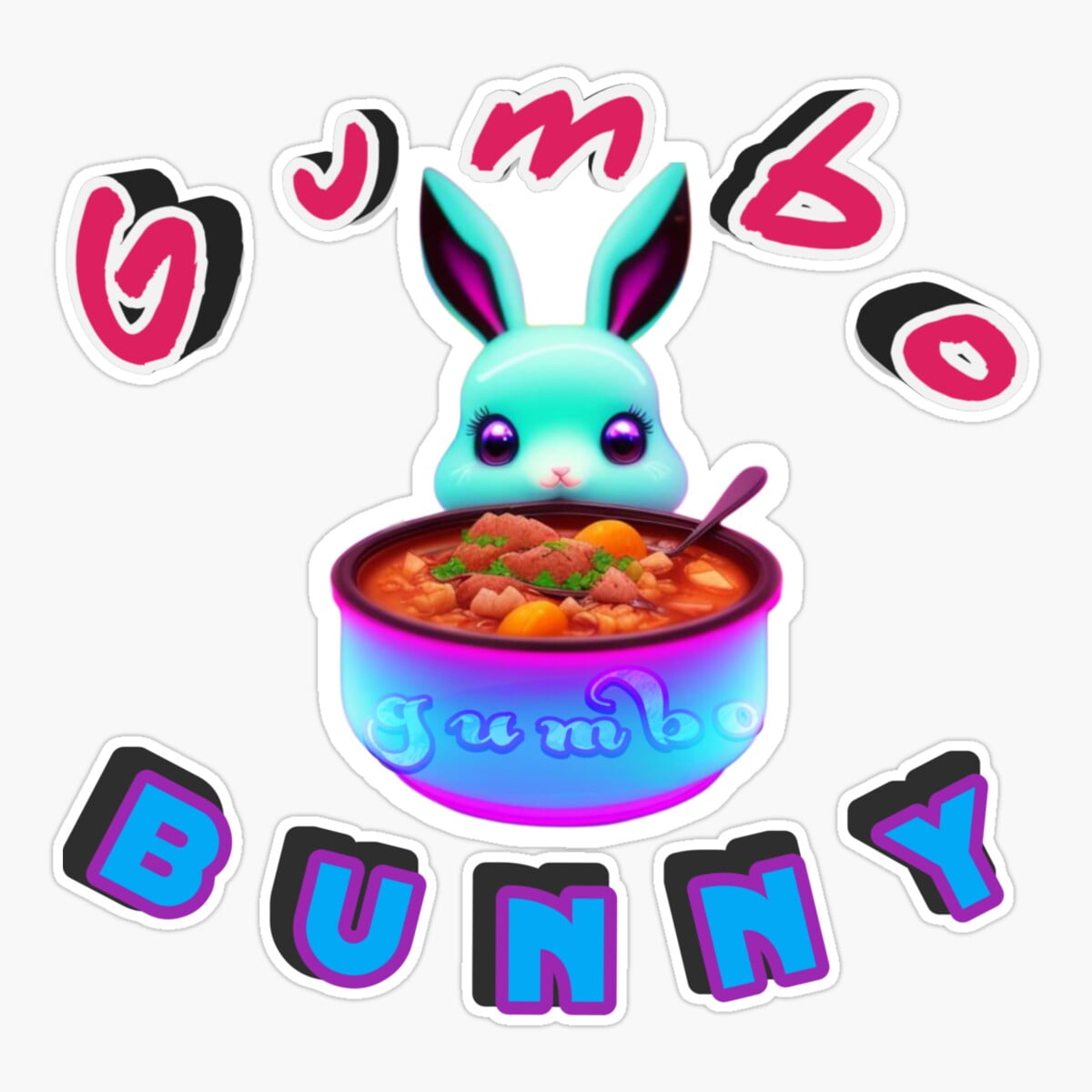 Maneki Gumbo Bunny Design. Sticker, Phone Decal Water Bottle Stickers ...