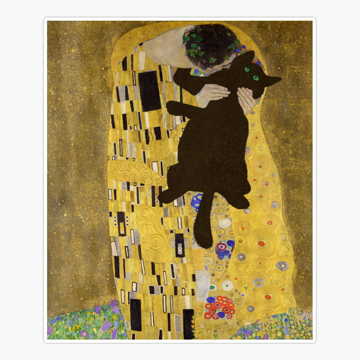 Maneki Gustav Klimt Cat , Klimt The Kiss Cat, Unny Cat Mom Git, Black ...
