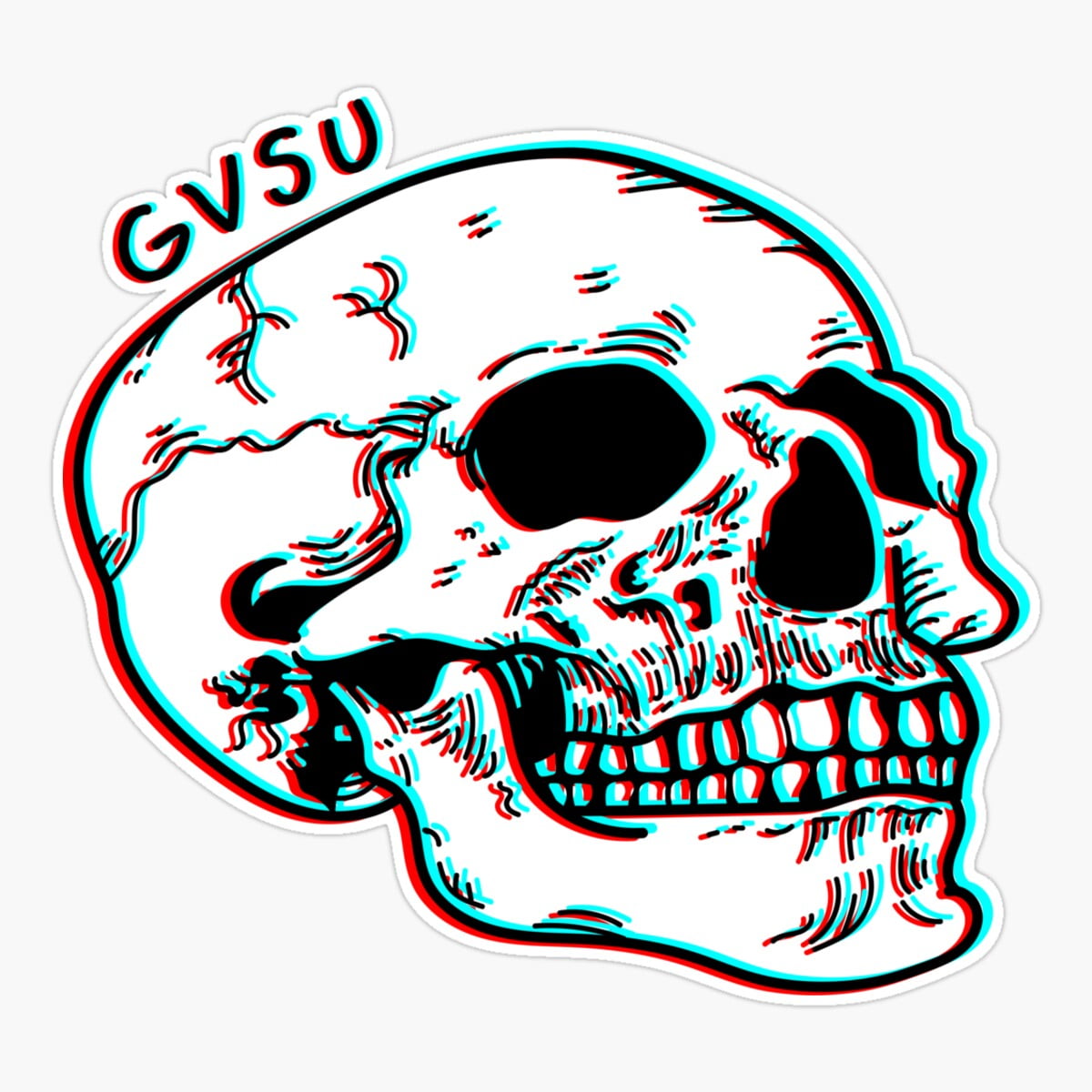 Maneki Gvsu Glitch Skeleton Er, Phone Decal Water Bottle Stickers Car ...