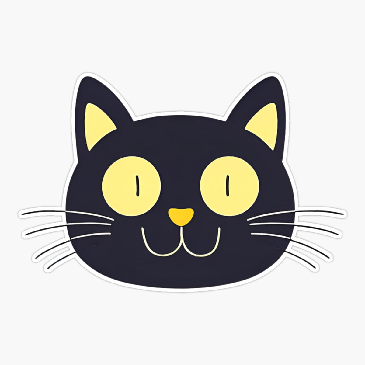 Maneki HํAppy And Lucky Yellow Eyes Black Cat Sticker, Phone Decal ...