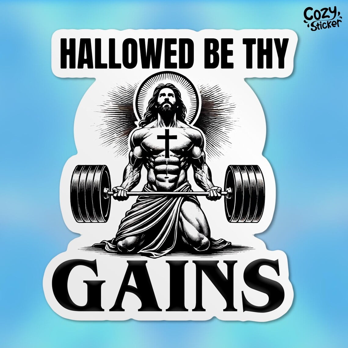 Maneki Hallowed Be Thy Gains Er Funny Gym Christian Weightlifting ...