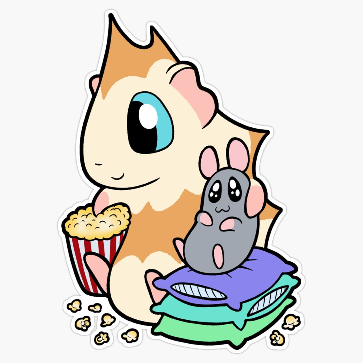 Maneki Ham And Piggy Movie Night Er, Phone Decal Water Bottle Stickers ...