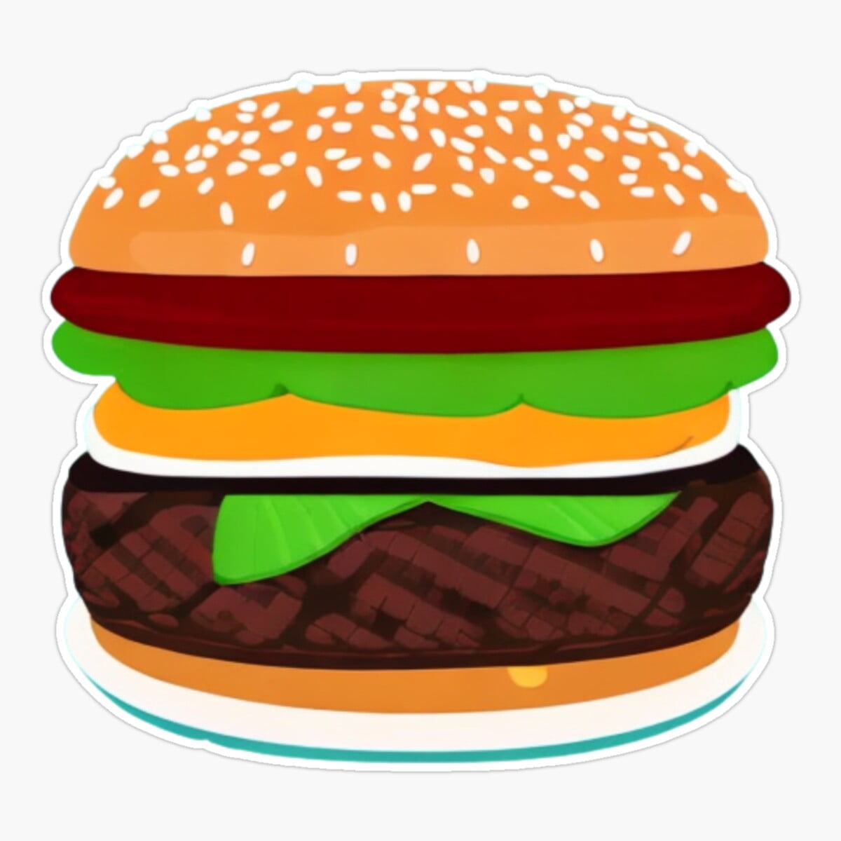 Maneki Hamburger Happiness - Mighty Burger - Yummy Burger Sticker, Phone Decal Water Bottle ...