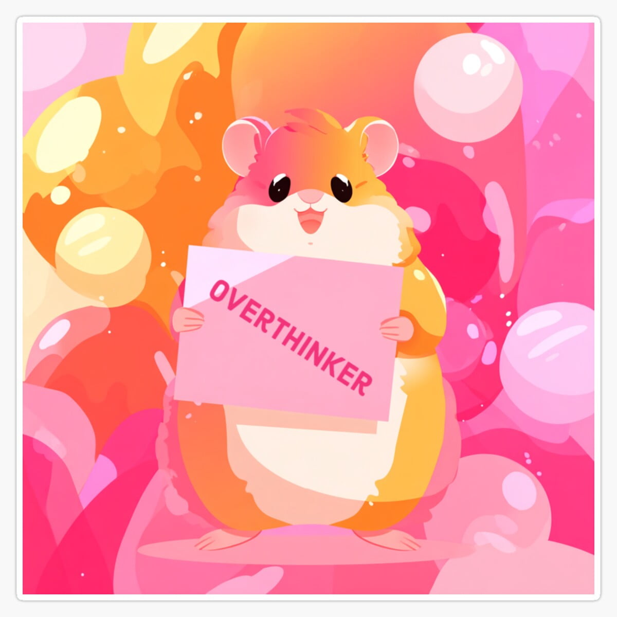 Maneki Hampster (Overthinker) Er, Phone Decal Water Bottle Stickers Car ...