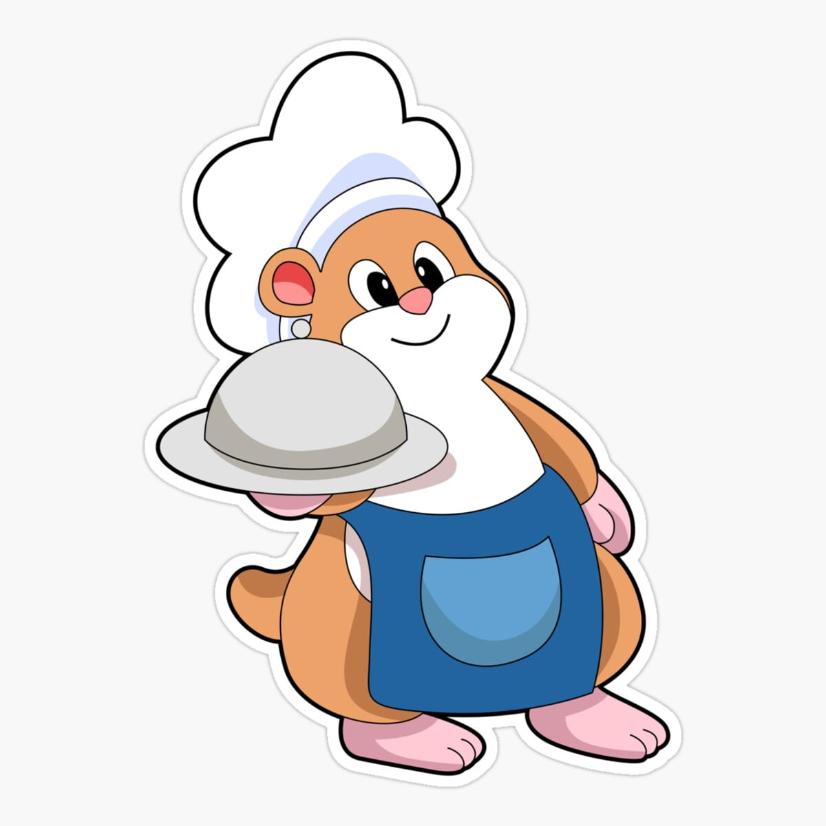 Maneki Hamster As Cook With Platter Sticker, Phone Decal Water Bottle ...