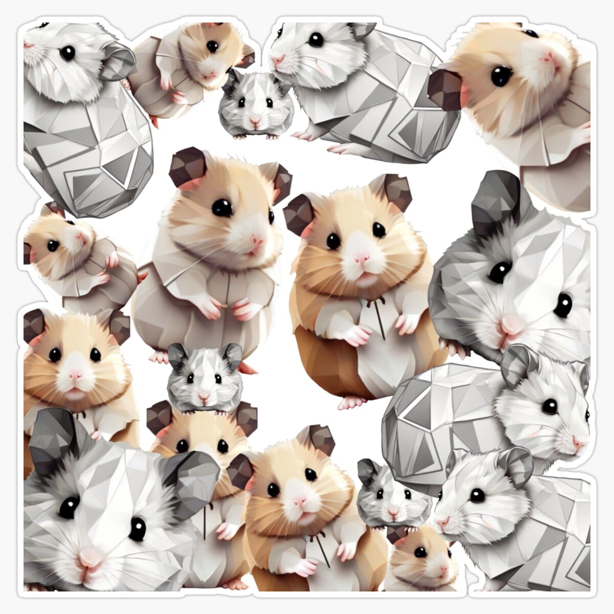 Maneki Hamster Cartoon Art 4 Er, Phone Decal Water Bottle Stickers Car ...