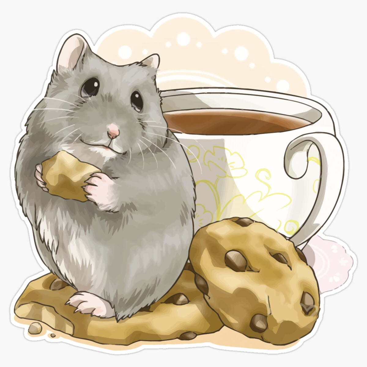 Maneki Hamster Coffee Time Er, Phone Decal Water Bottle Stickers Car ...