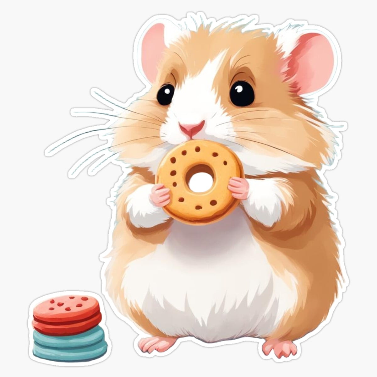 Maneki Hamster Eating A Biscuit, Cute Hamster, Animal Lovers, Cute ...