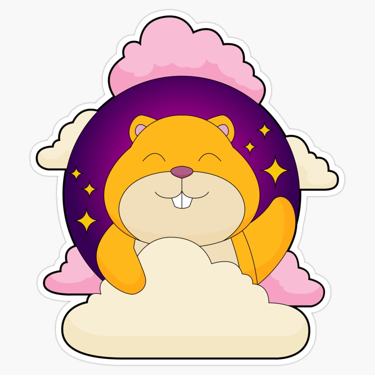 Maneki Hamster Night Stars Clouds Er, Phone Decal Water Bottle Stickers ...