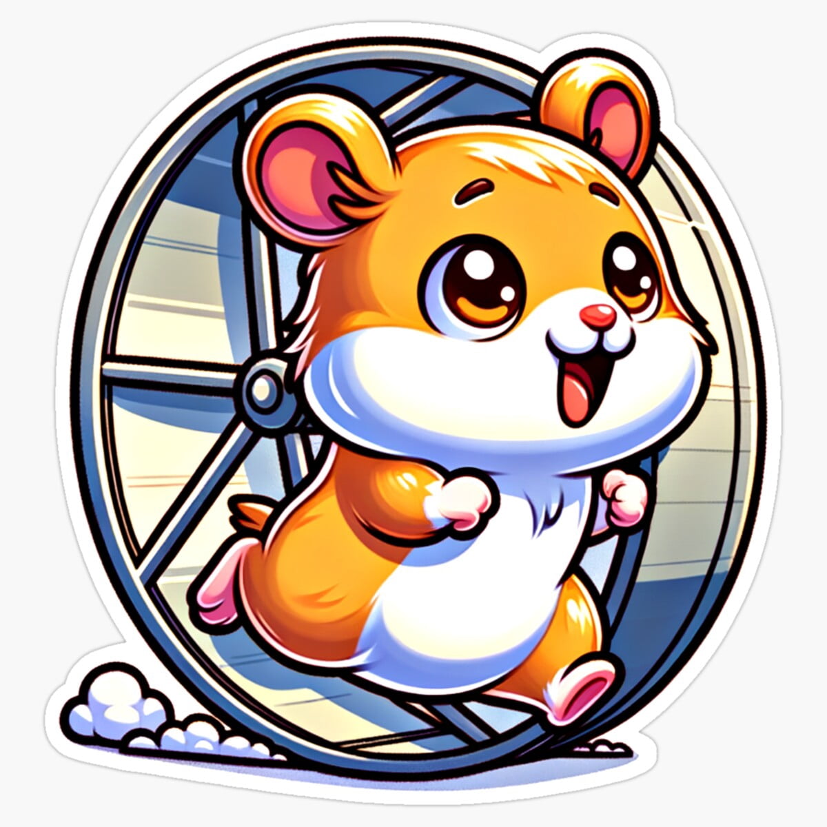 Maneki Hamster Running On A Wheel Er, Phone Decal Water Bottle Stickers ...