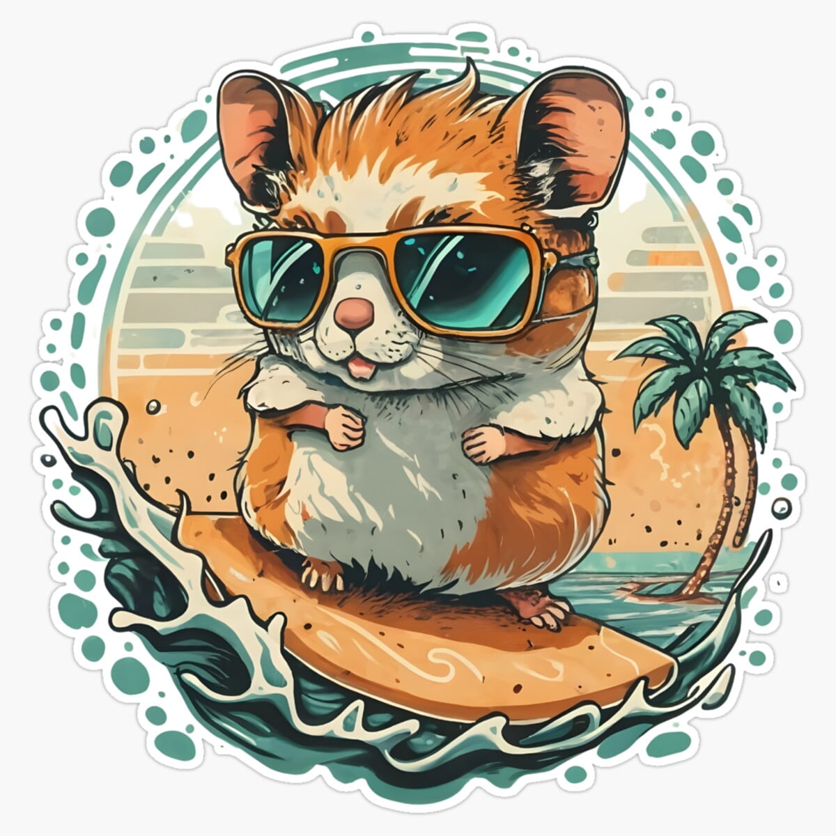 Maneki Hamster Surfing Er, Phone Decal Water Bottle Stickers Car Decals ...