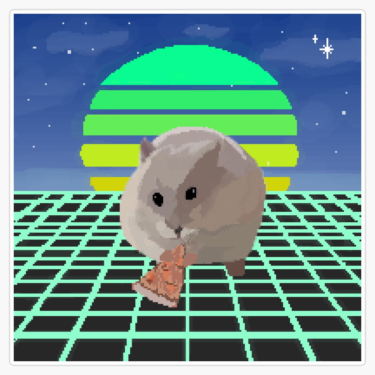 Maneki Hamster Vaporwave Aesthetic Pixel Art Er, Phone Decal Water ...